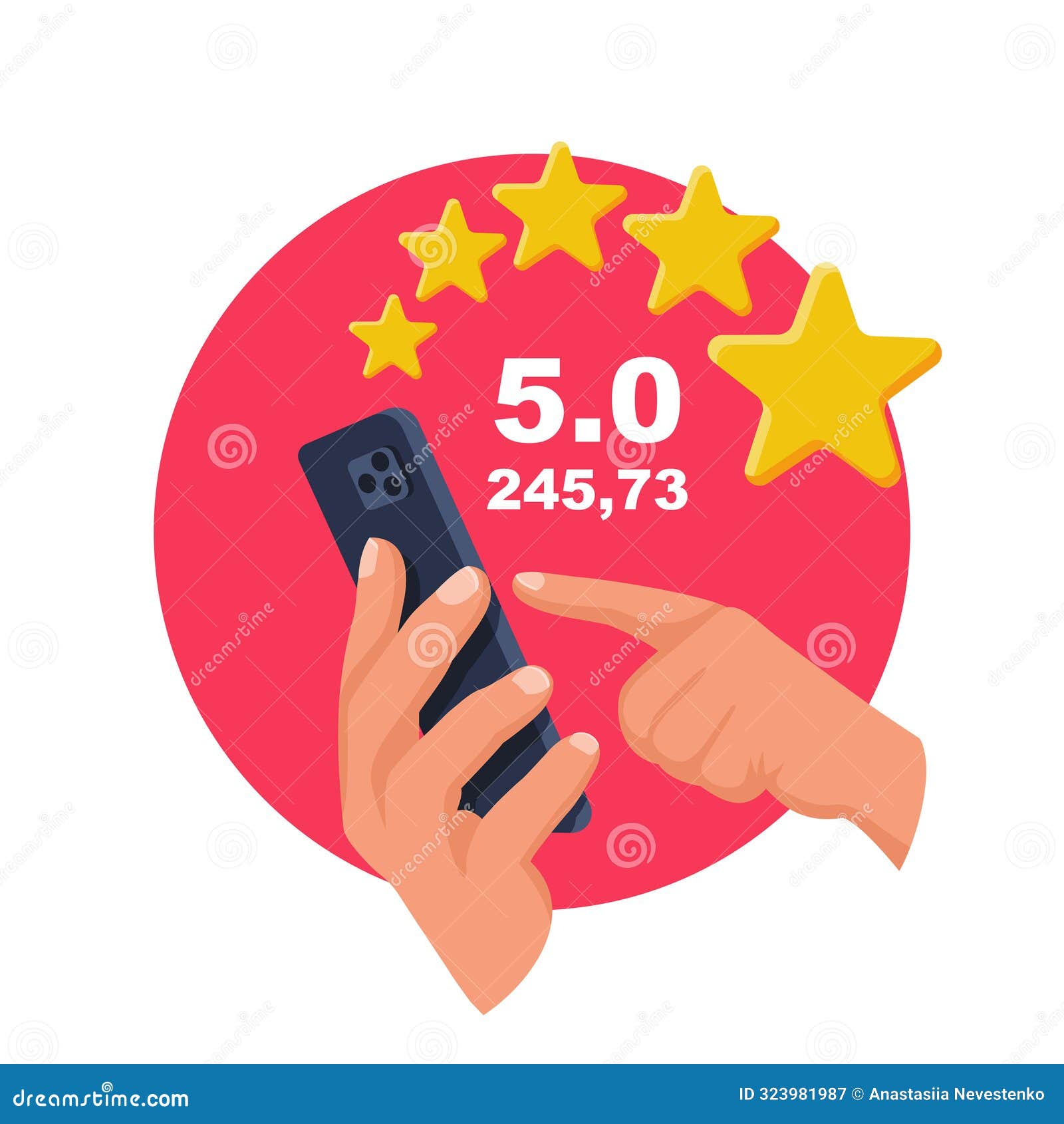 Smartphone in Hands with Rating. Feedback Concept. Evaluation Stock ...
