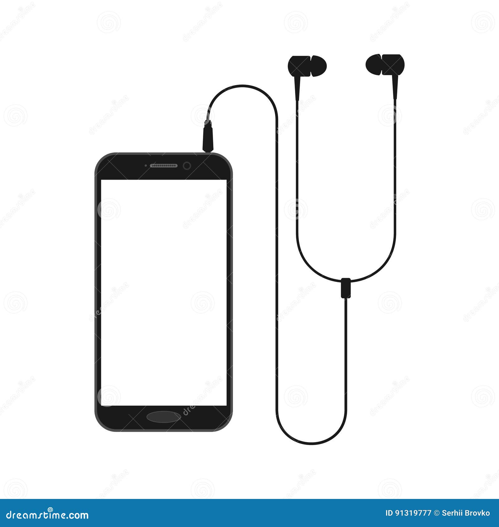 Smartphone and headphones stock vector. Illustration of icon - 91319777
