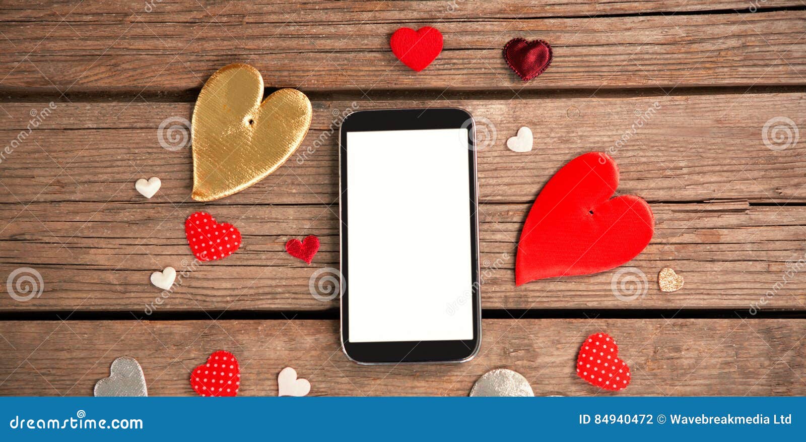 Smartphone and Heart Decorations Stock Photo - Image of giving ...