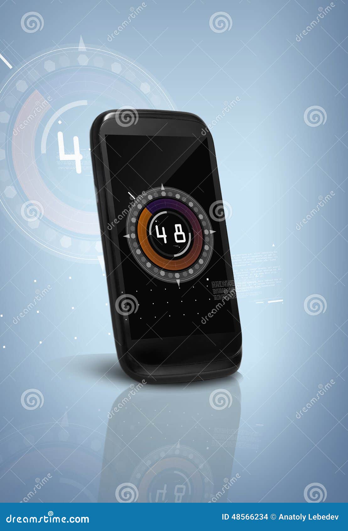 Smartphone and High Tech Background Stock Illustration - Illustration ...