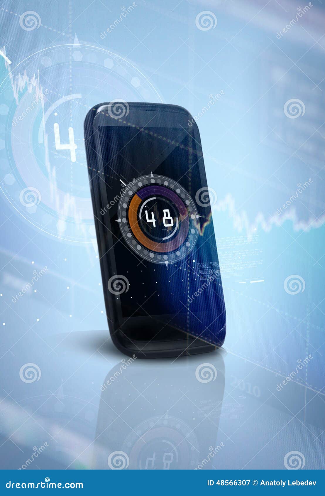 Smartphone and High Tech Background Stock Illustration - Illustration ...