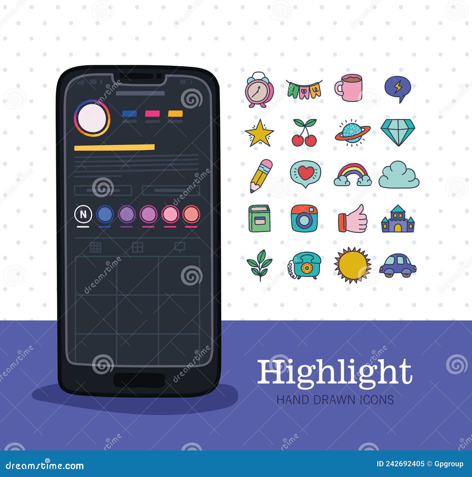 Smartphone and Highlight Icons Stock Vector - Illustration of tools ...