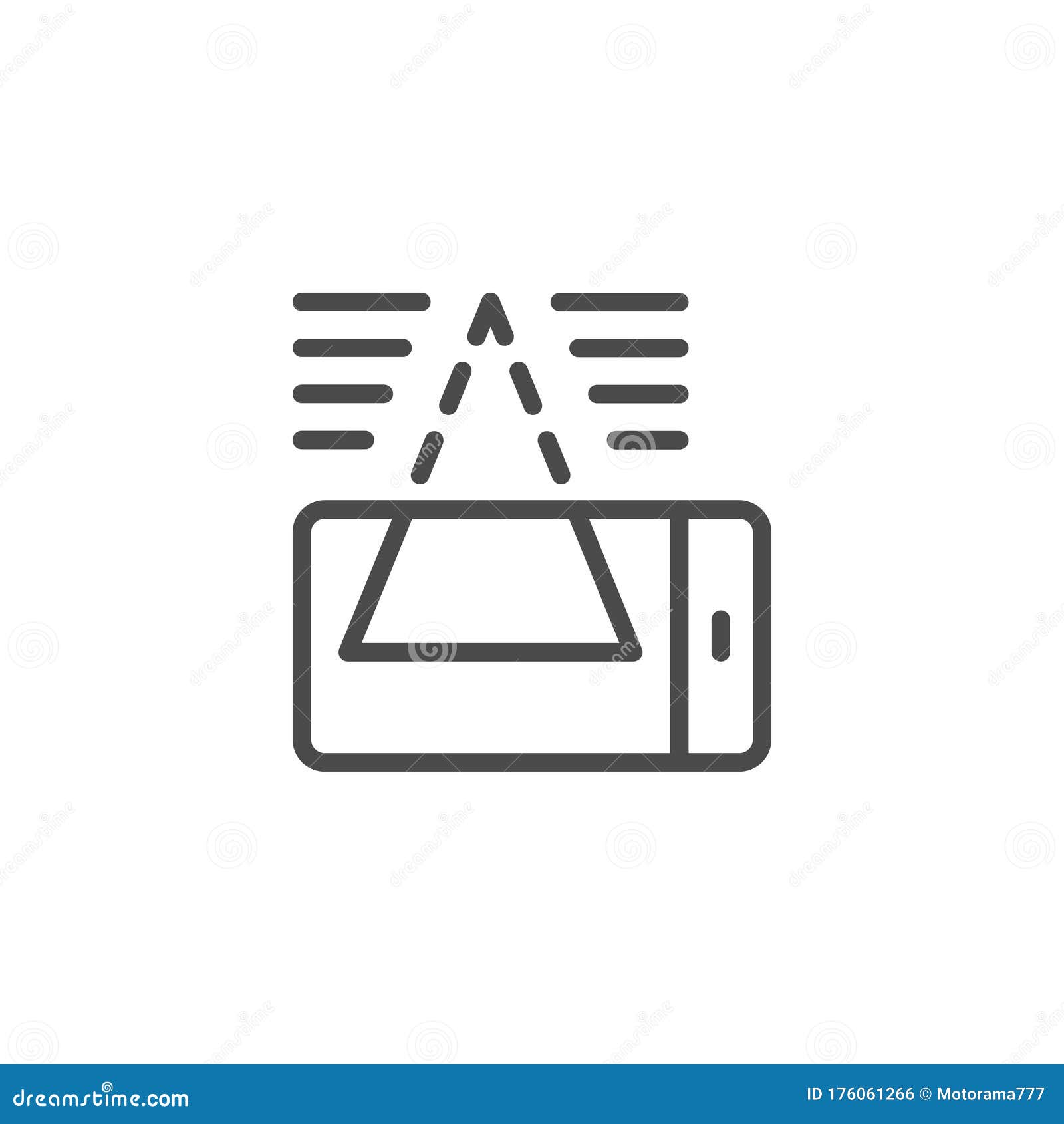 Smartphone Hologram Projector Line Outline Icon Stock Vector ...