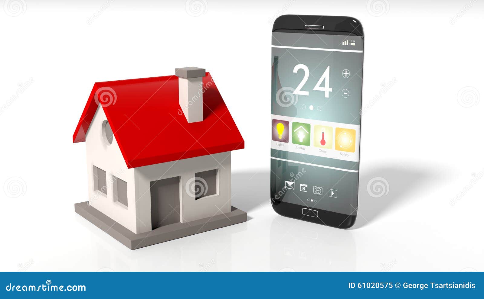 Smartphone with Home Remote Control Screen and House Icon Stock ...