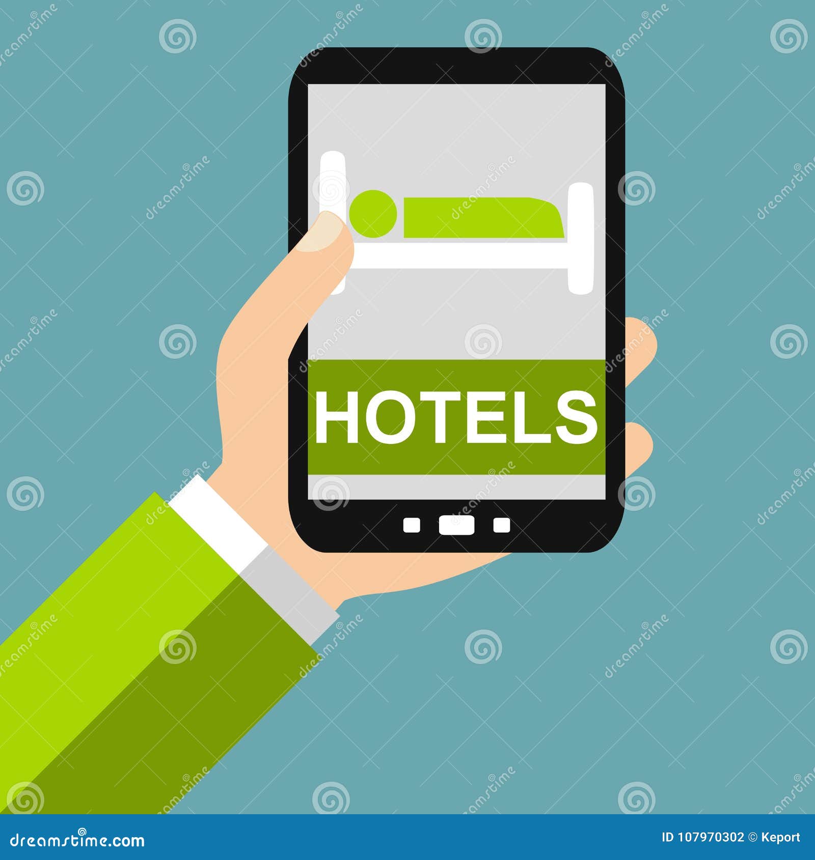 Smartphone: Hotels - Flat Design Stock Illustration - Illustration of ...