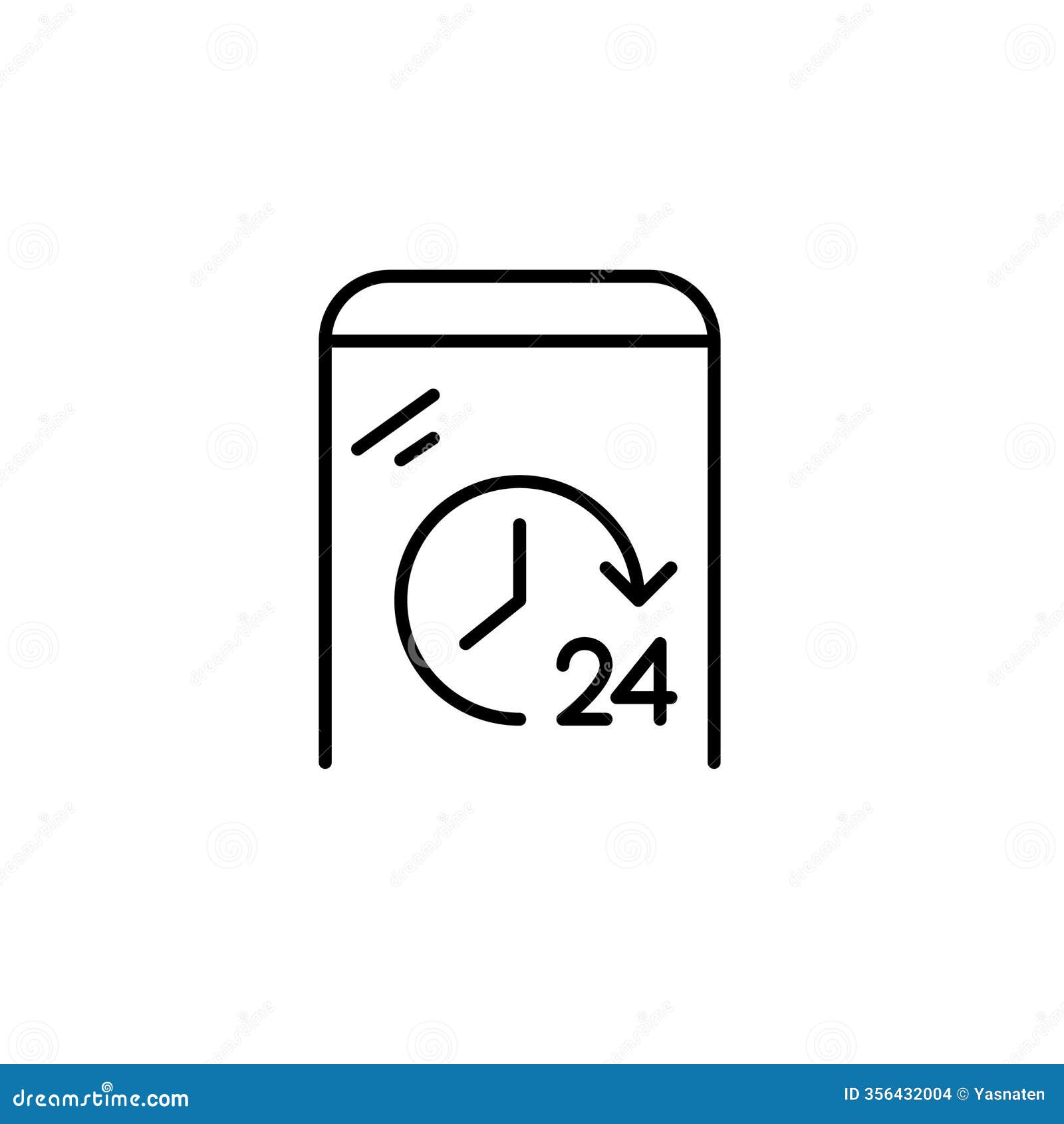 Smartphone with 24 Hour Clock Symbol. always on, Constant Availability ...