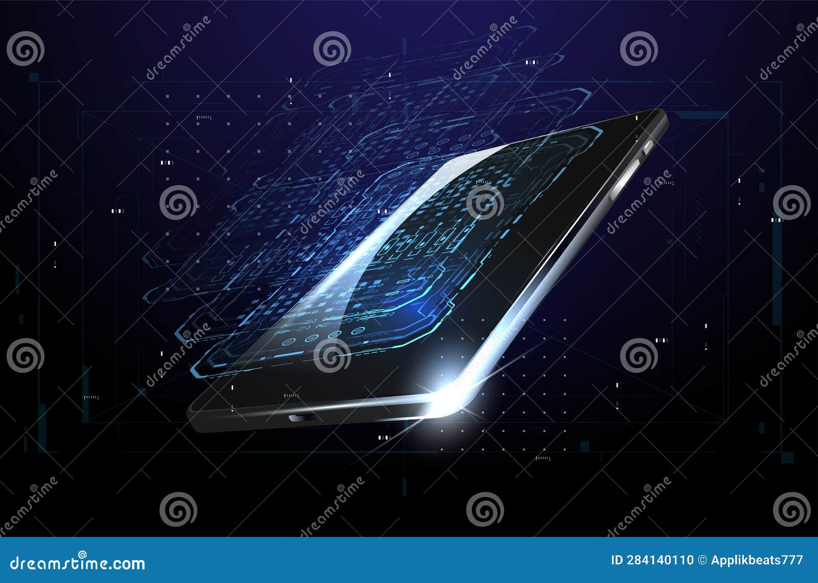 Smartphone and HUD Elements. Hologram with Mobile Phone Stock Vector ...