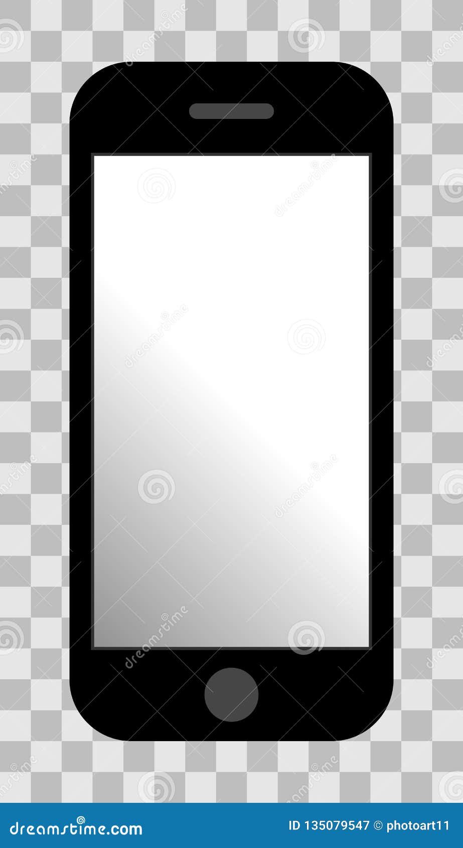 Smartphone Icon - Black with Turned on White Gradient Screen, Isolated ...