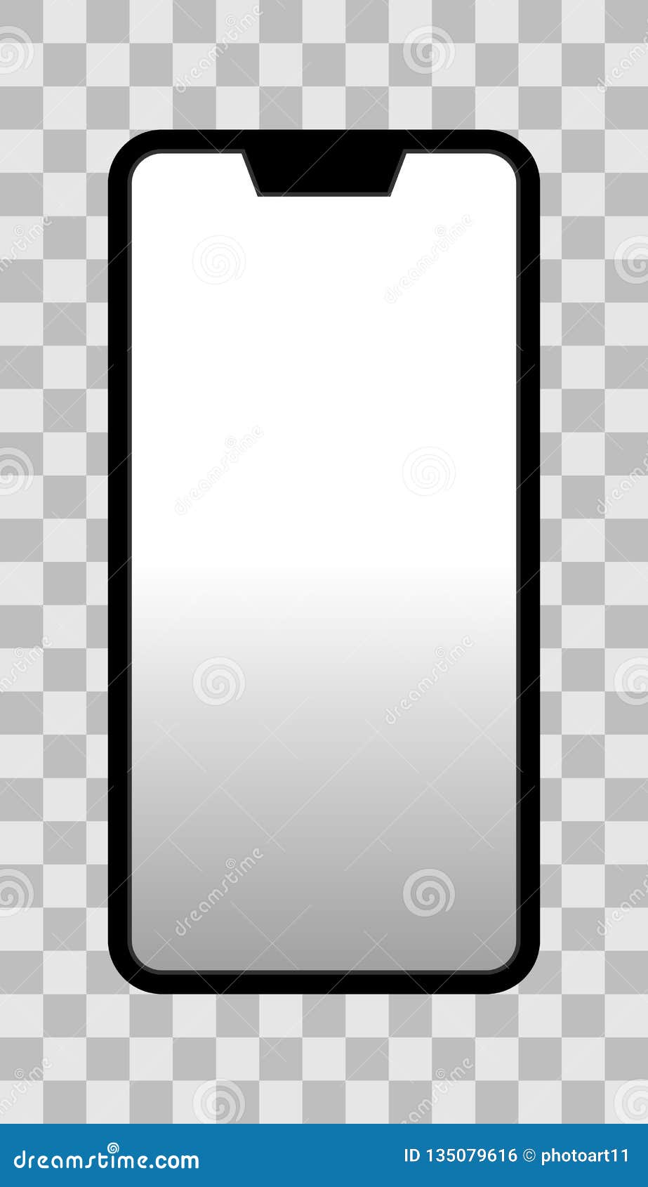 Smartphone Icon - Black with Turned on White Gradient Screen with Notch ...