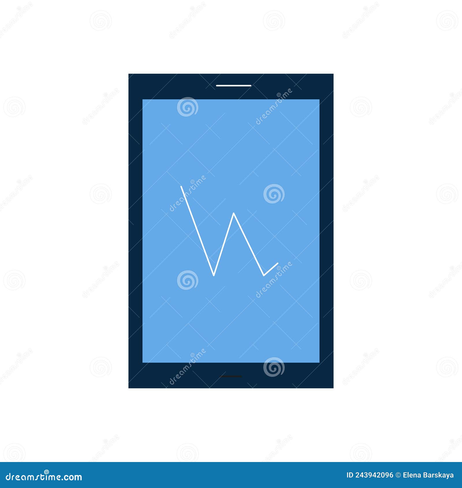 Smartphone Icon with Blue Screen on White Background Stock Vector ...