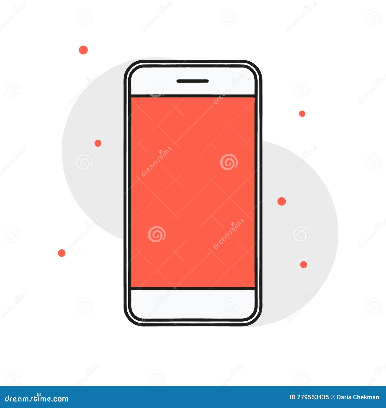 Smartphone Icon in Cartoon Flat Style on White Isolated Background ...