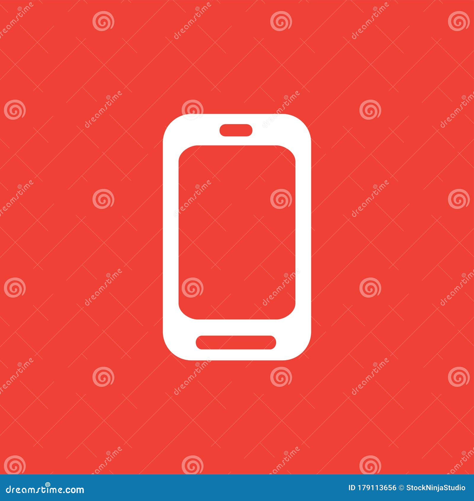 Smartphone Icon on Red Background. Red Flat Style Vector Illustration ...