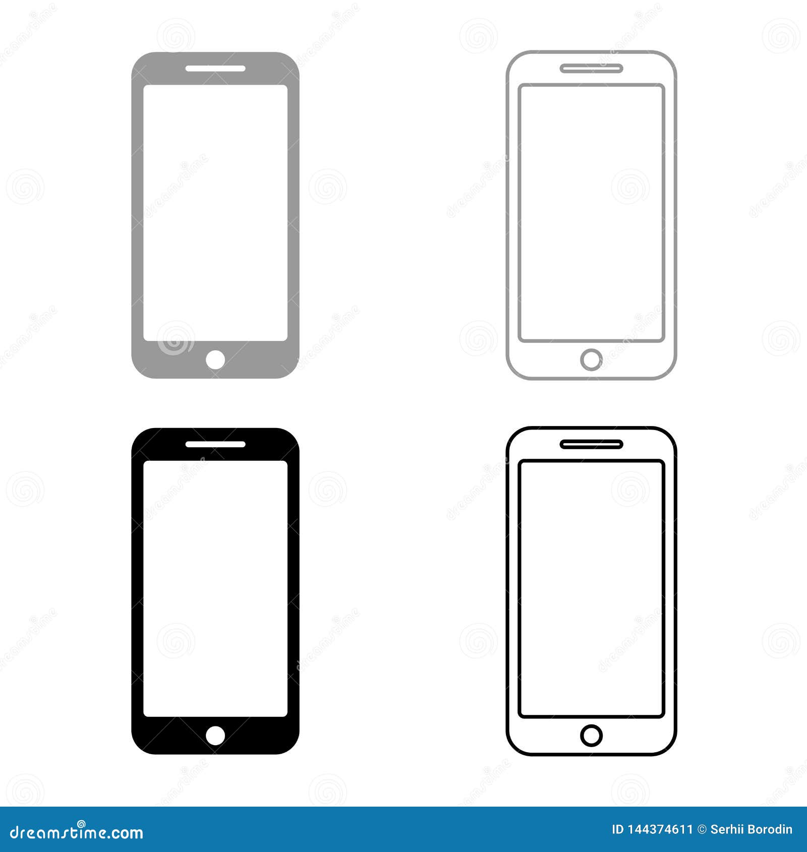 Smartphone Icon Set Black Color Vector Illustration Flat Style Image ...