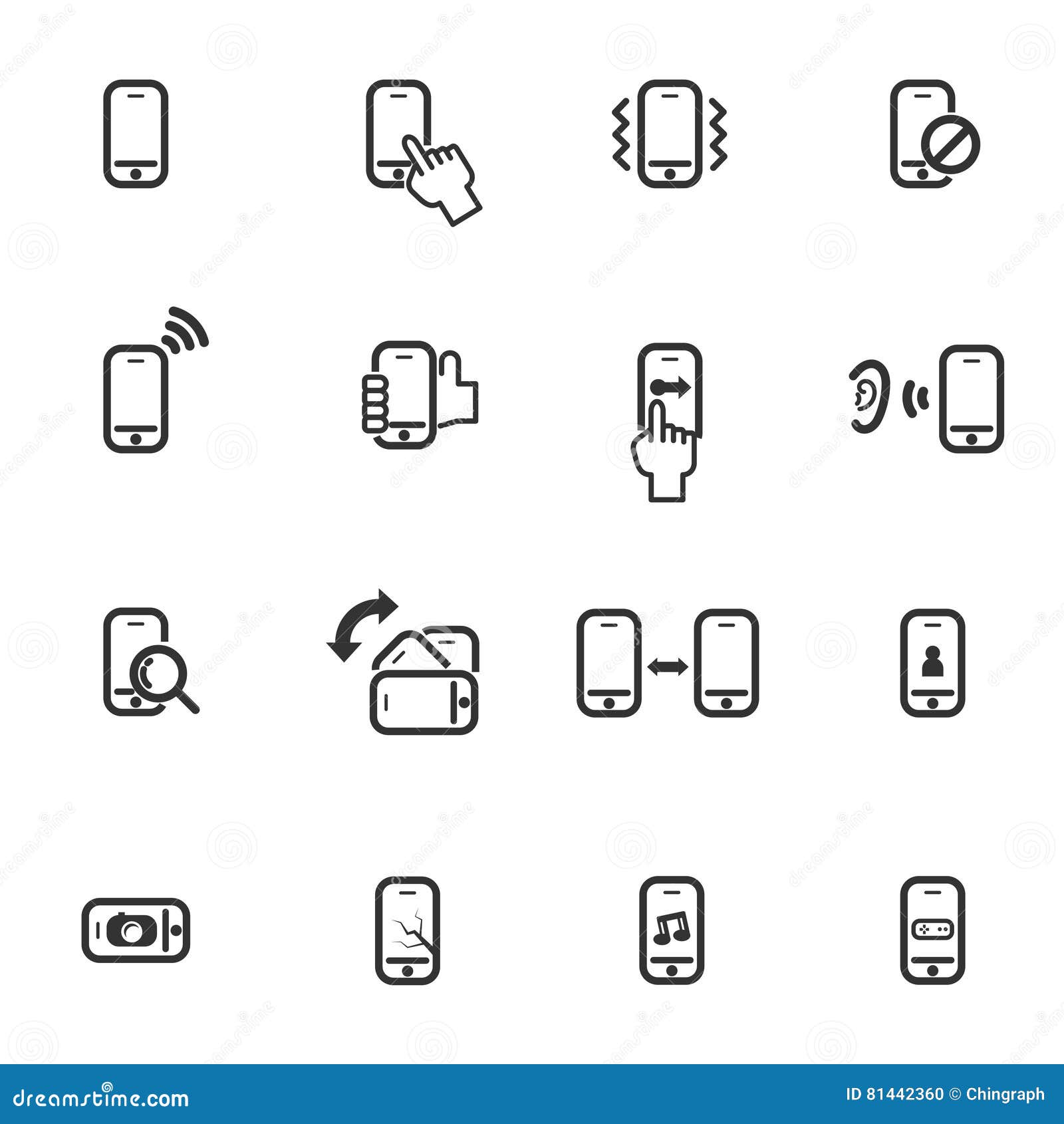 Smartphone icon set vector stock vector. Illustration of call - 81442360