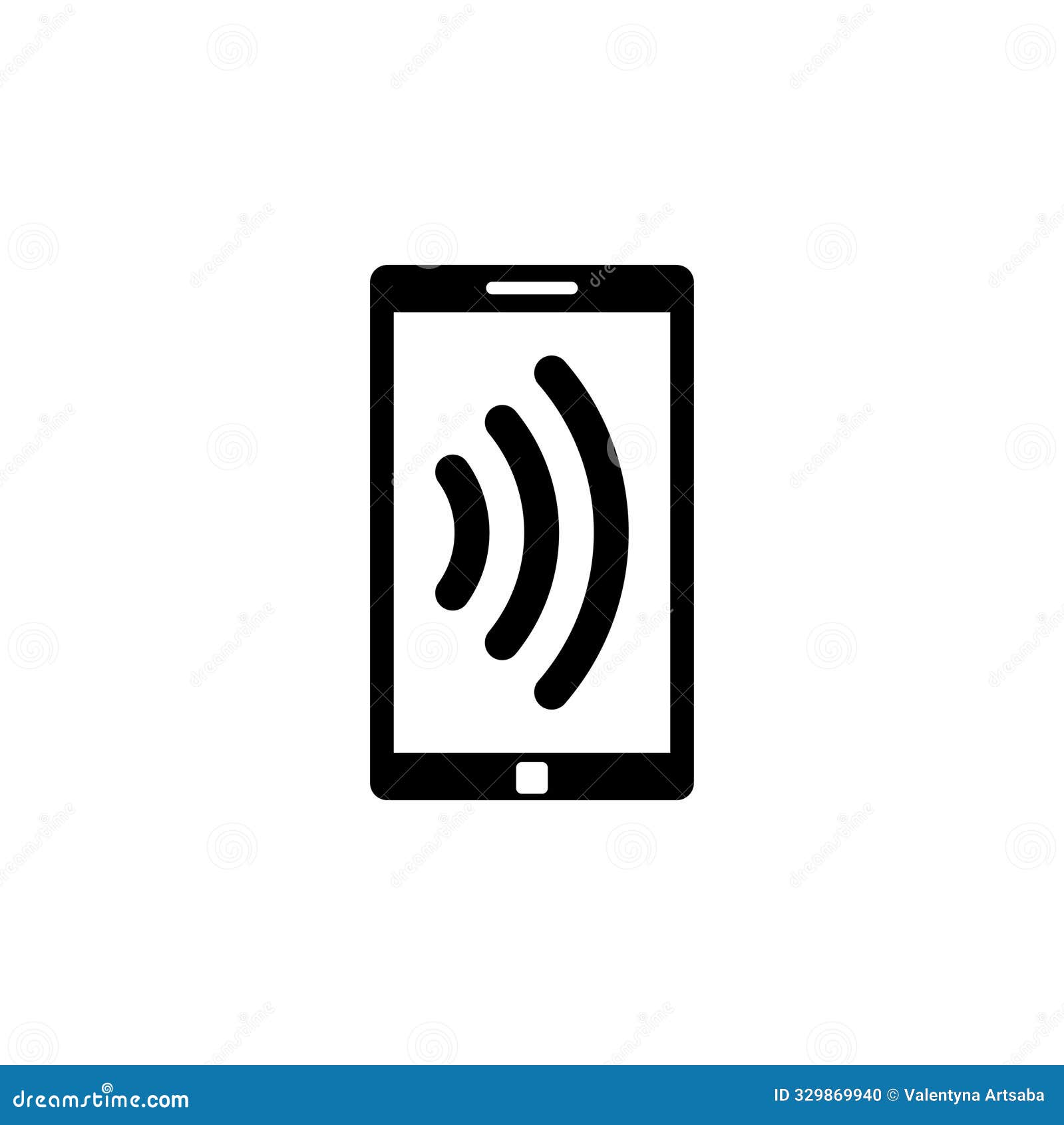 Smartphone Icon with Signal Waves Indicating Ringing or Vibration Stock ...