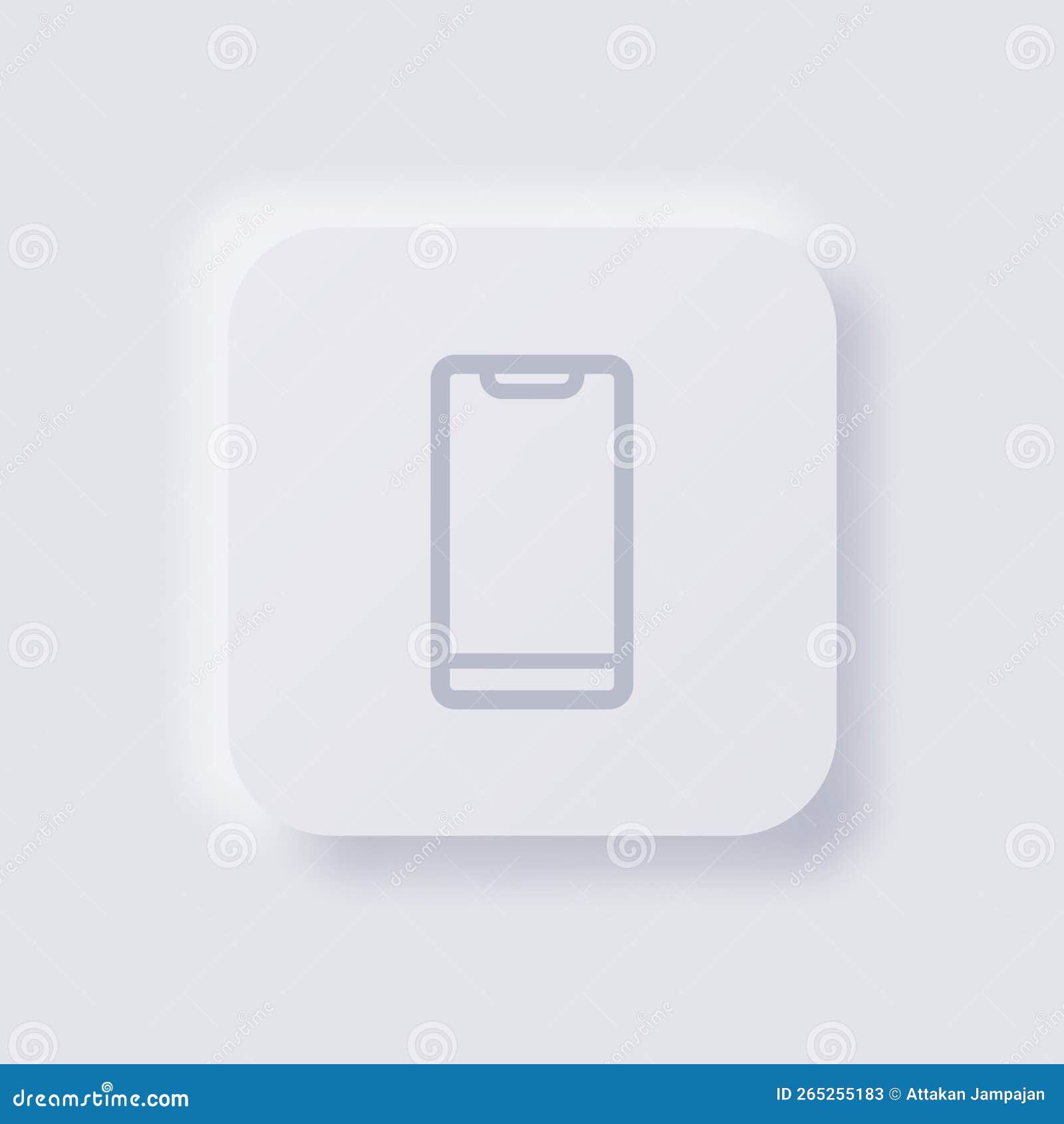 Smartphone Icon, White Neumorphism Soft UI Design for Web Design. Stock ...