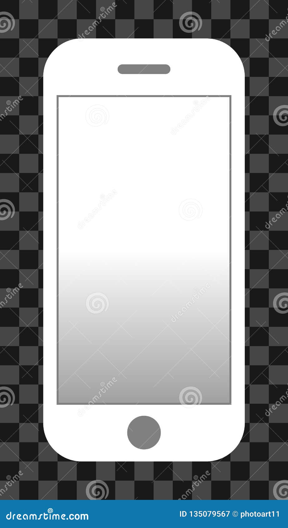 Smartphone Icon - White with Turned on White Gradient Screen, Isolated ...