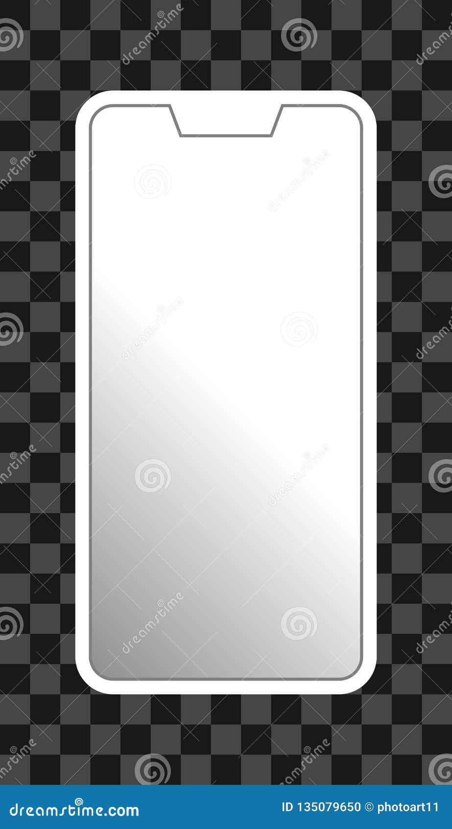 Smartphone Icon - White with Turned on White Gradient Screen with Notch ...