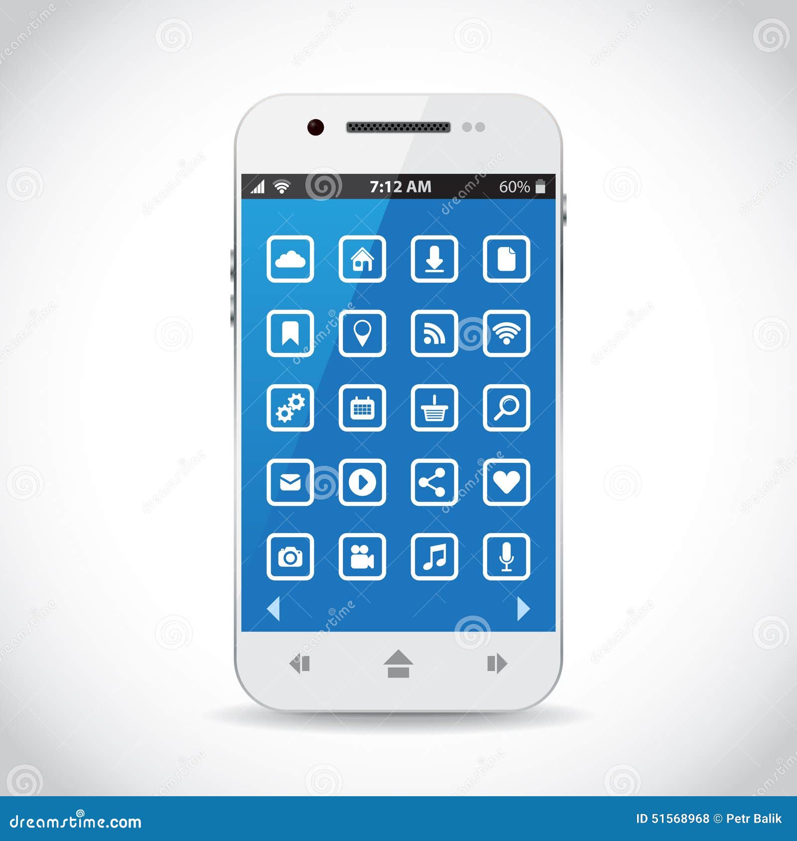 Smartphone with icons stock illustration. Illustration of computer ...