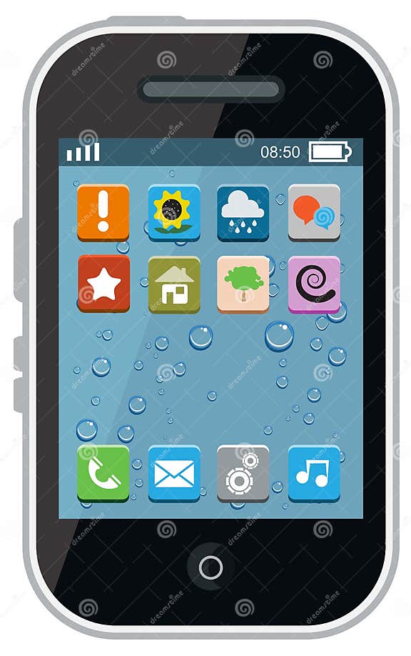 Smartphone with Icons on the Screen Stock Vector - Illustration of ...