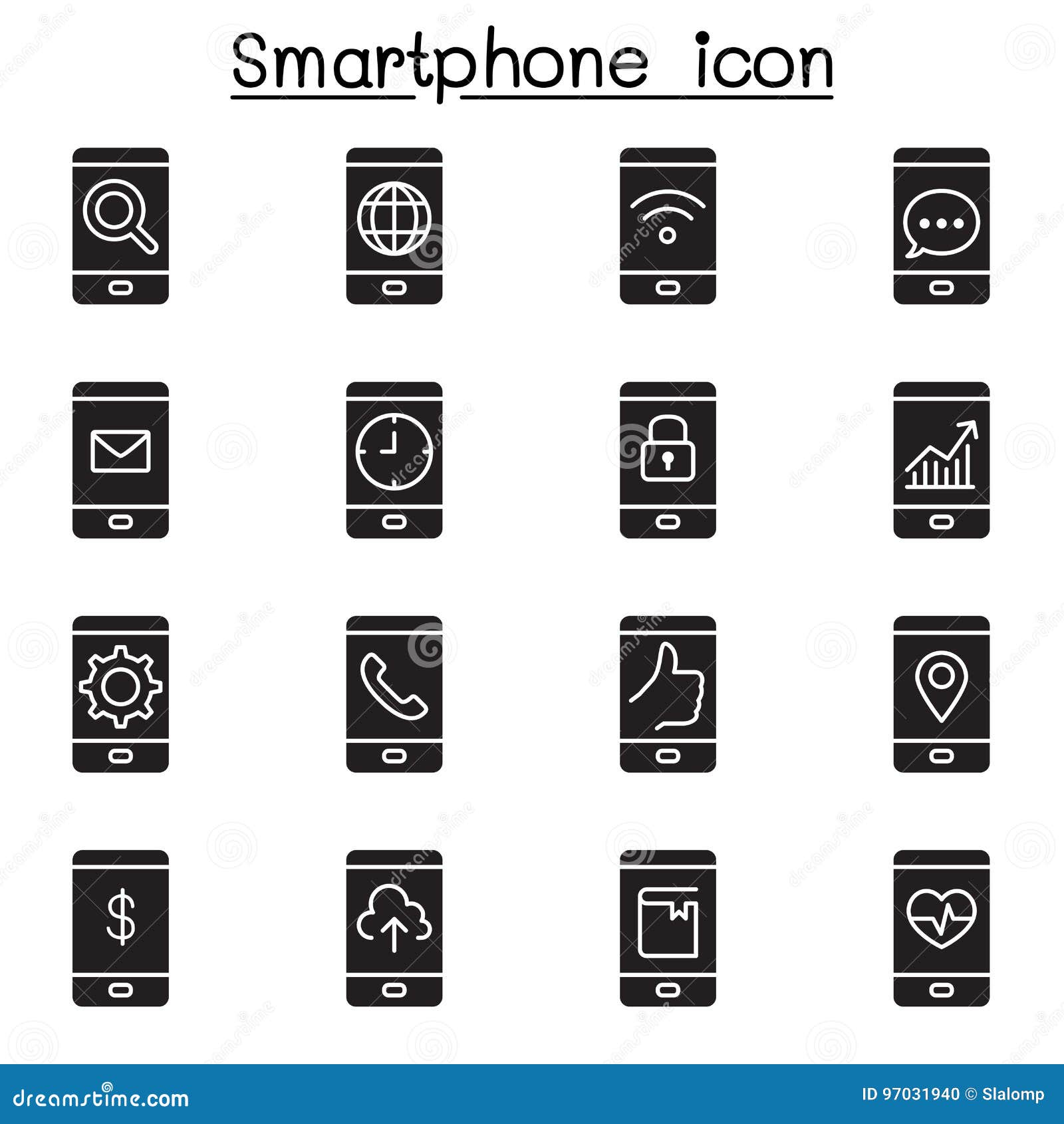 Smartphone icons stock vector. Illustration of isolated - 97031940