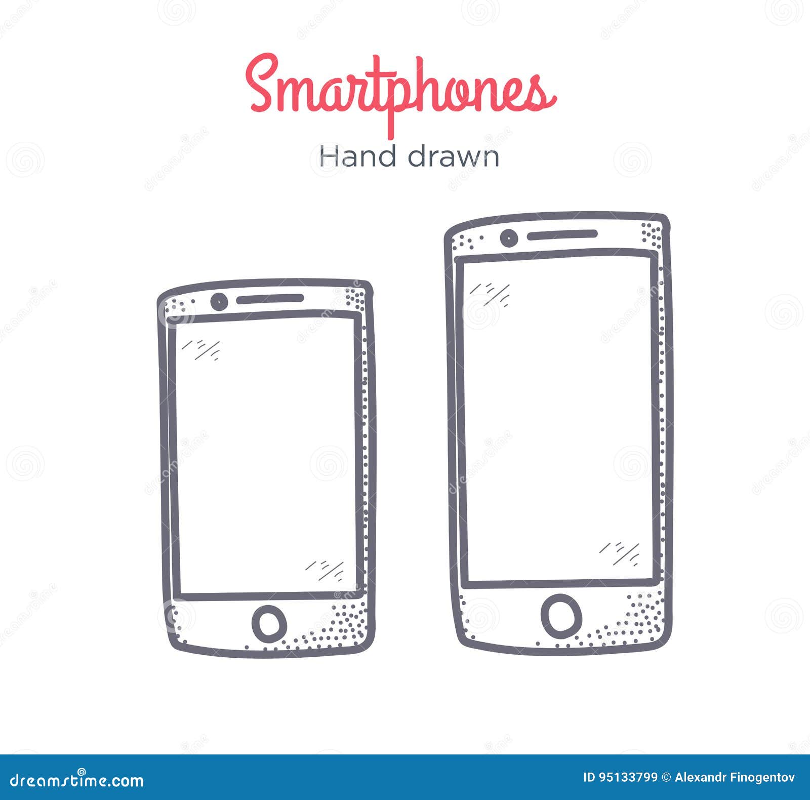 Smartphone Illustration. Hand Drawn Doodle Icon. Line Style. Stock ...