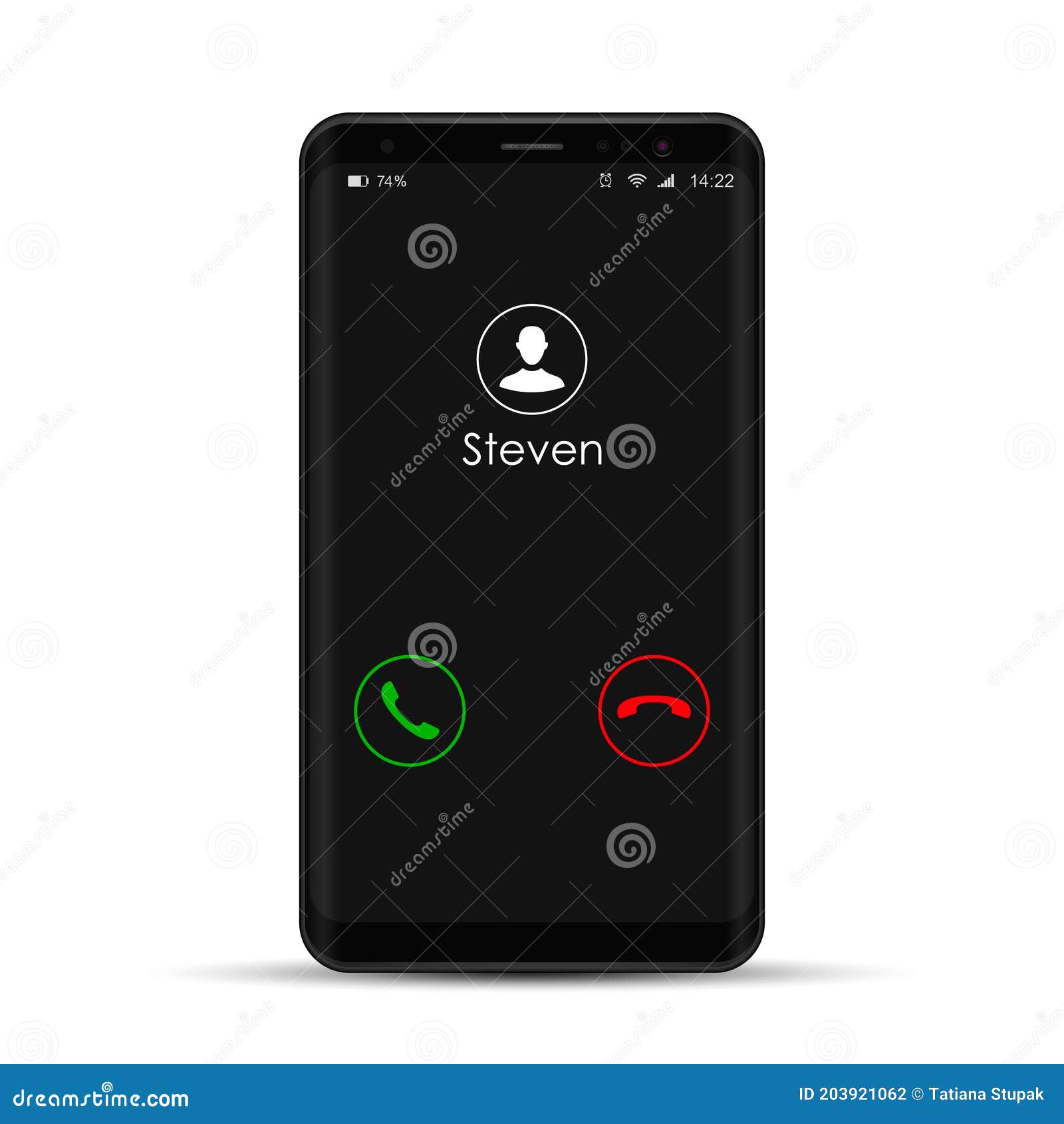 Smartphone with Incoming Call on Display, Vector Isolated Mobile Phone ...