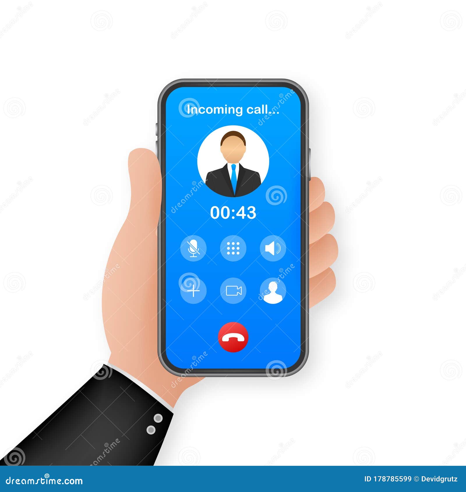 Smartphone with Incoming Call on Display. Incoming Call Stock Vector ...