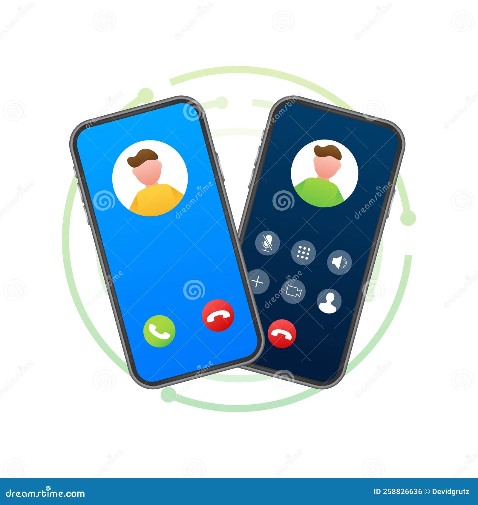 Smartphone with Incoming Call on Display. Incoming Call. Vector Stock ...