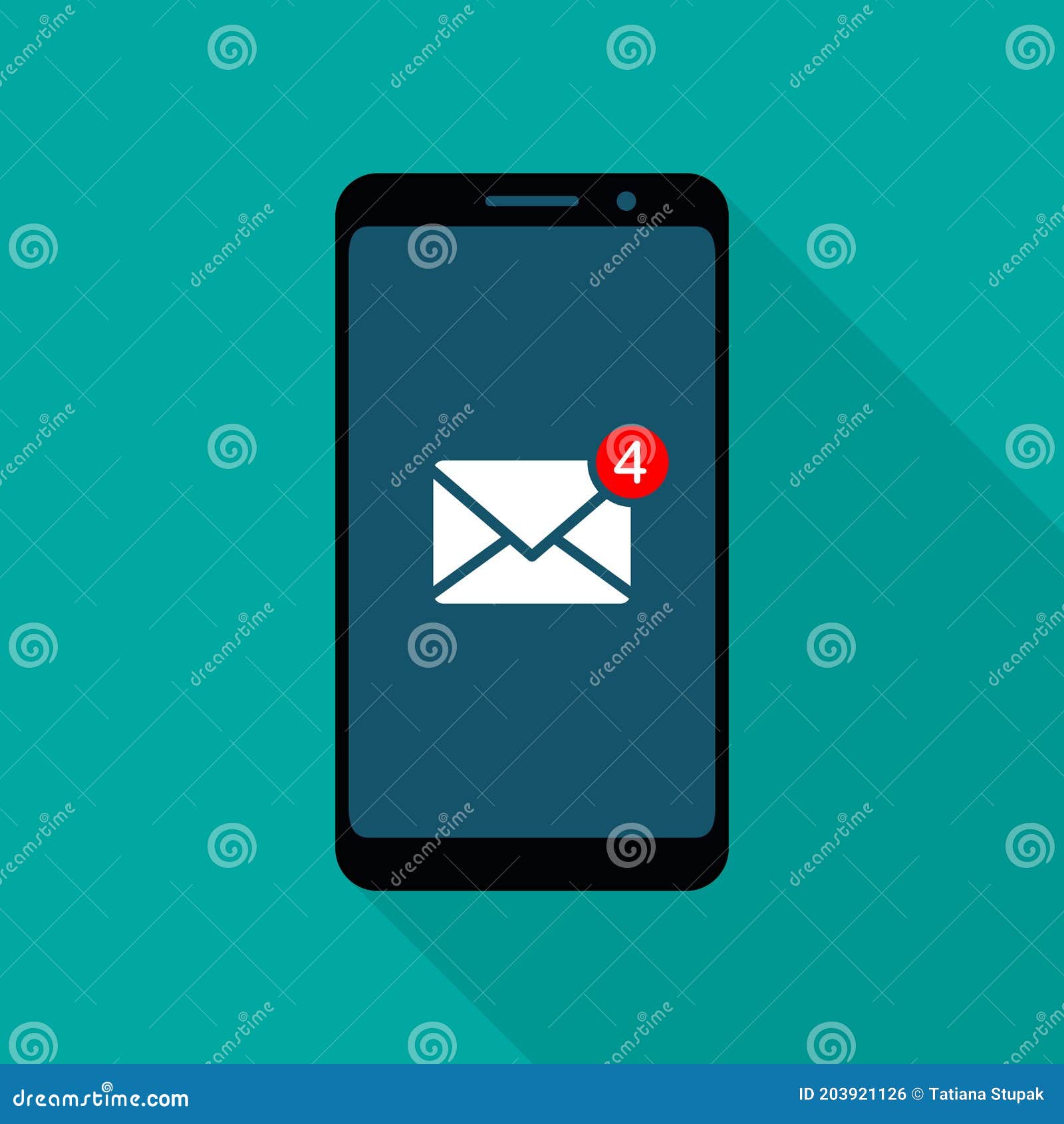 Smartphone with Incoming Sms on Display. Vector Touchscreen with ...
