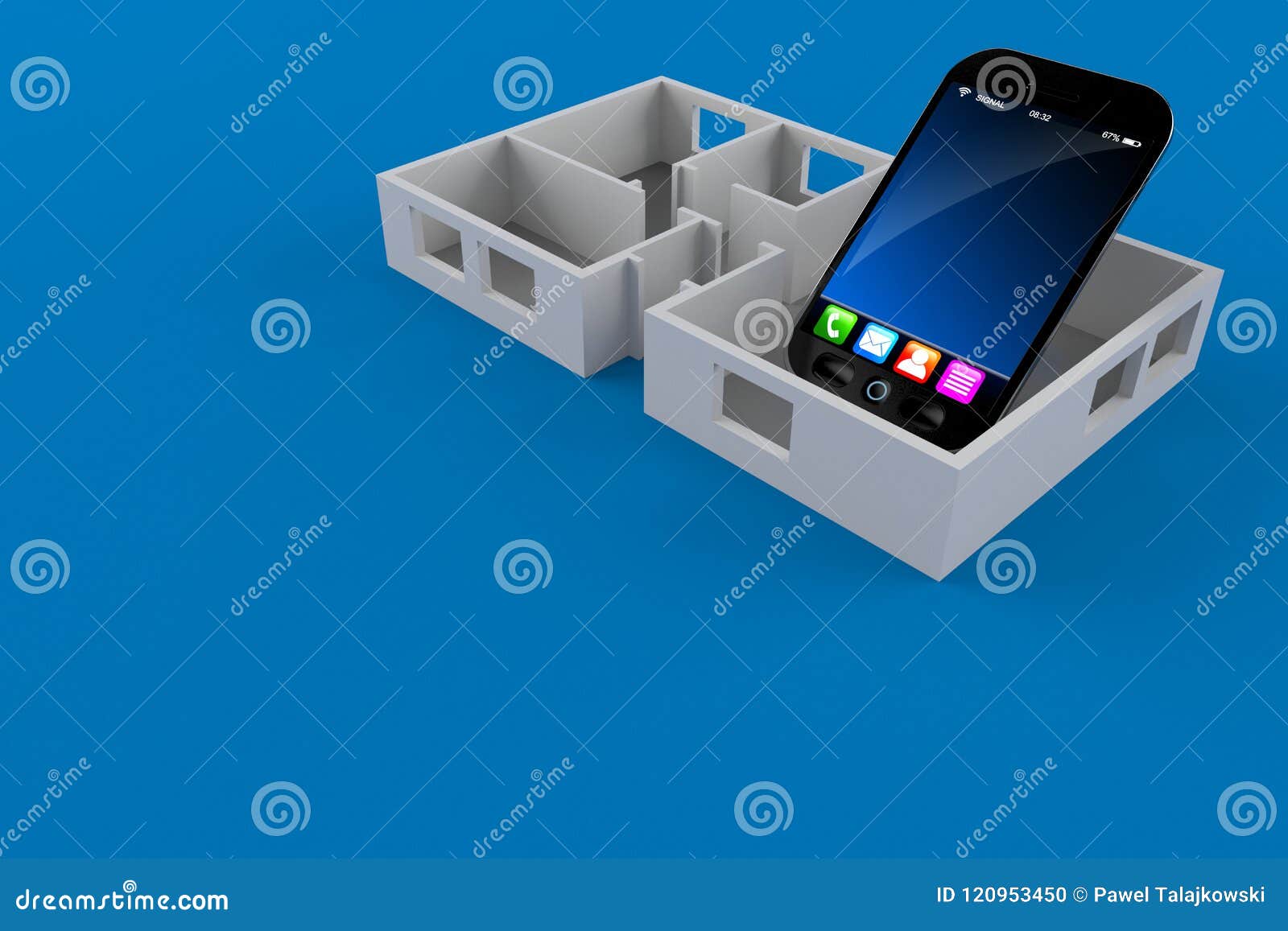 Smartphone Inside House Plan Stock Illustration - Illustration of ...