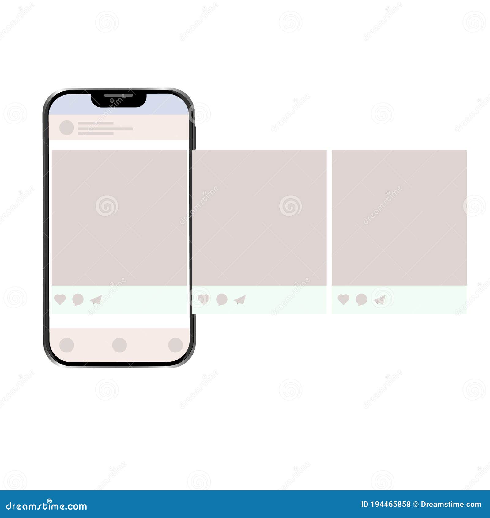Smartphone with Interface Carousel Post on Social Network. Carousel ...