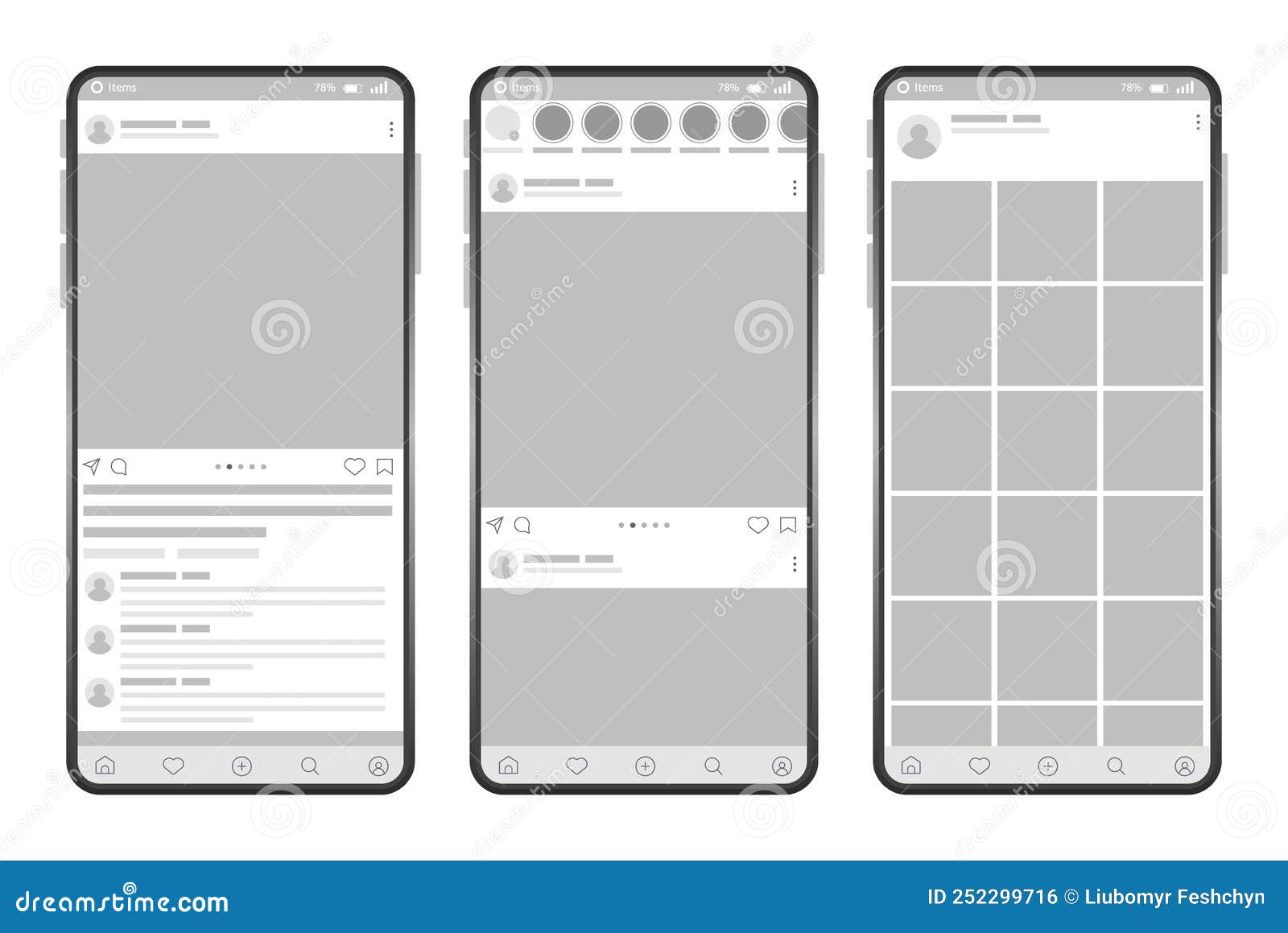 Smartphone With Interface Carousel Post On Social Network. Mockup Of ...