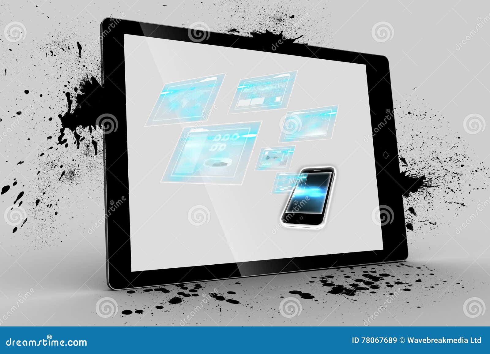 Smartphone Interfaces on Tablet Stock Illustration - Illustration of ...