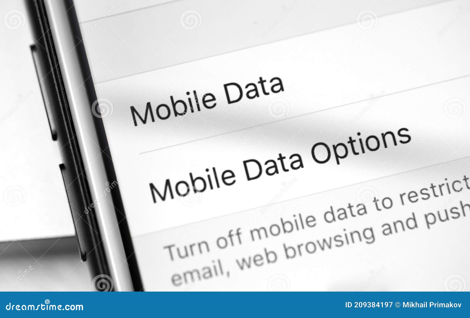 Smartphone IPhone with Mobile Data Options Settings Editorial ...
