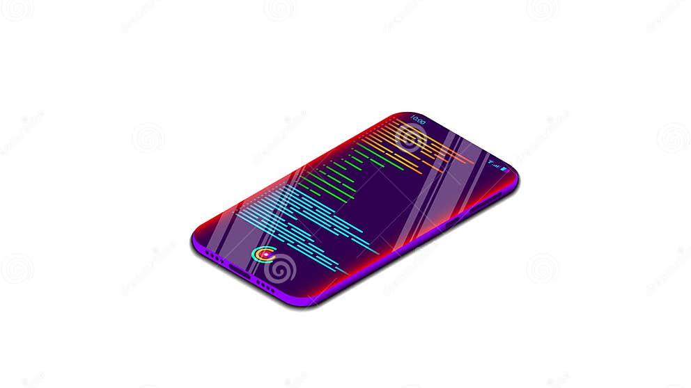 A Smartphone in the Isometric Style. Programming on the Phone Stock ...