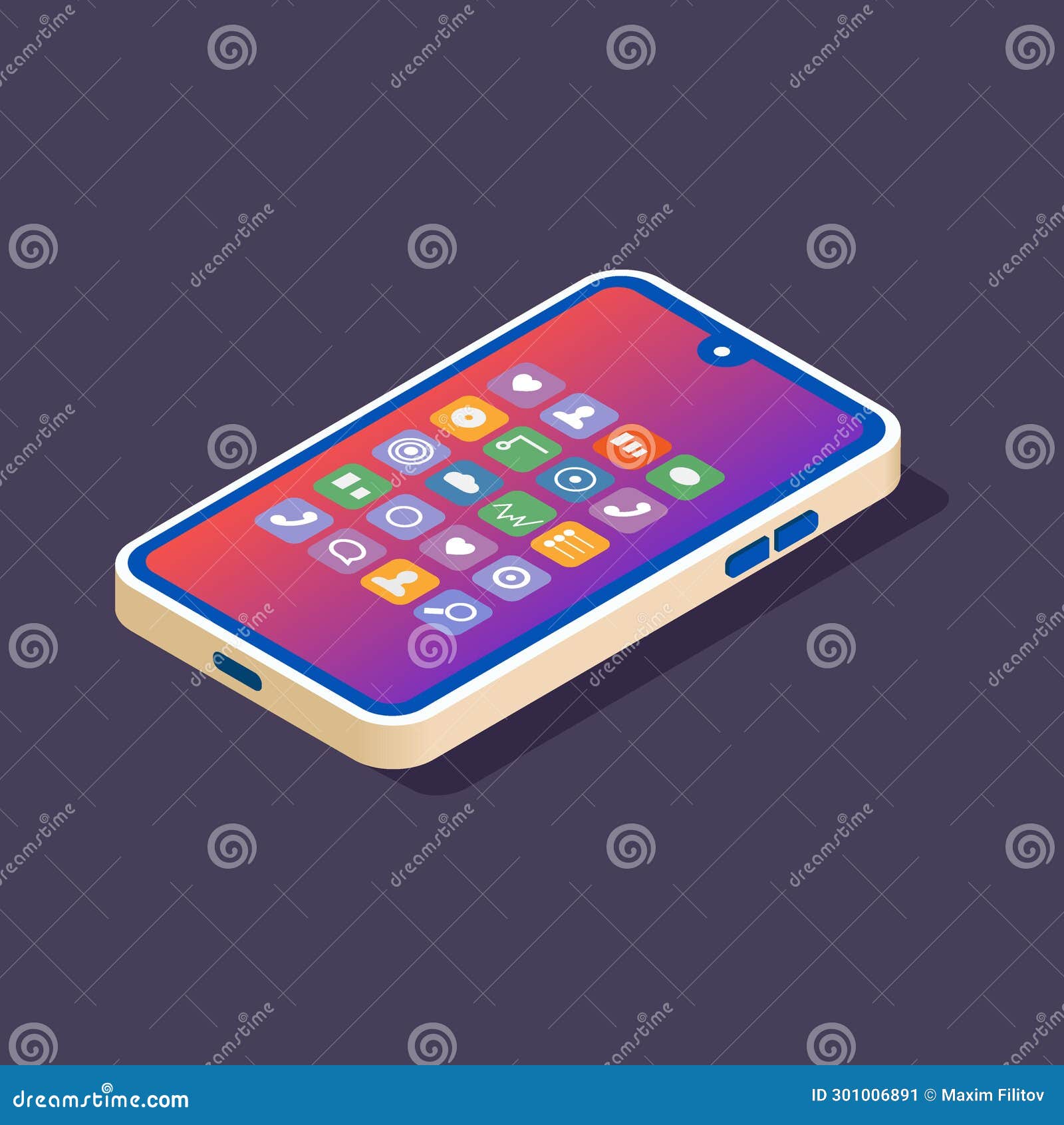 Smartphone. Isometry. Vector Isometric Illustration. Cell Phone with ...
