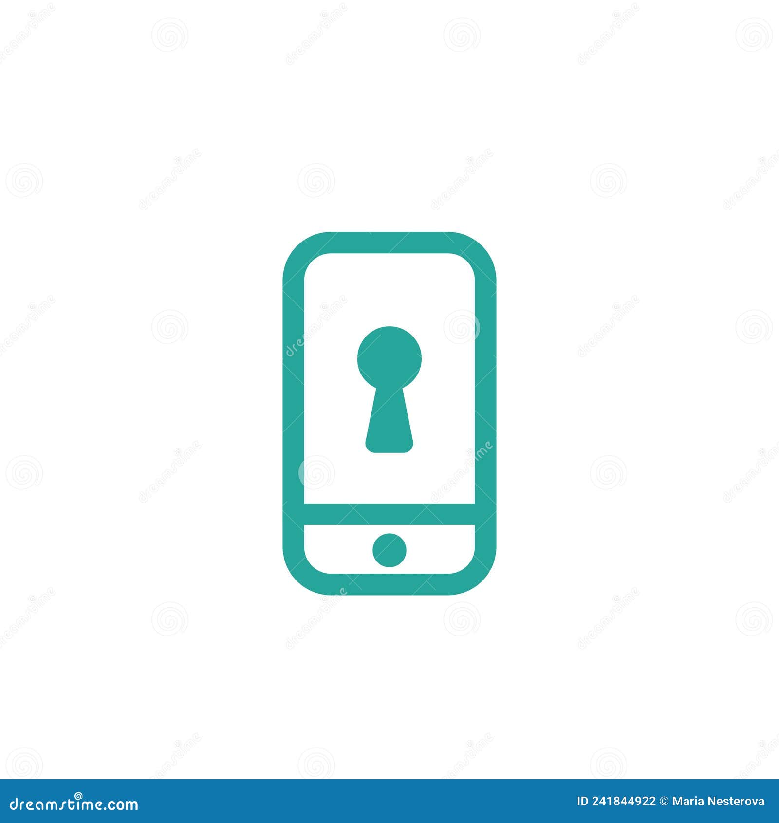 Smartphone with Key Hole. Silhouette Simple Icon. Locked, Safe ...