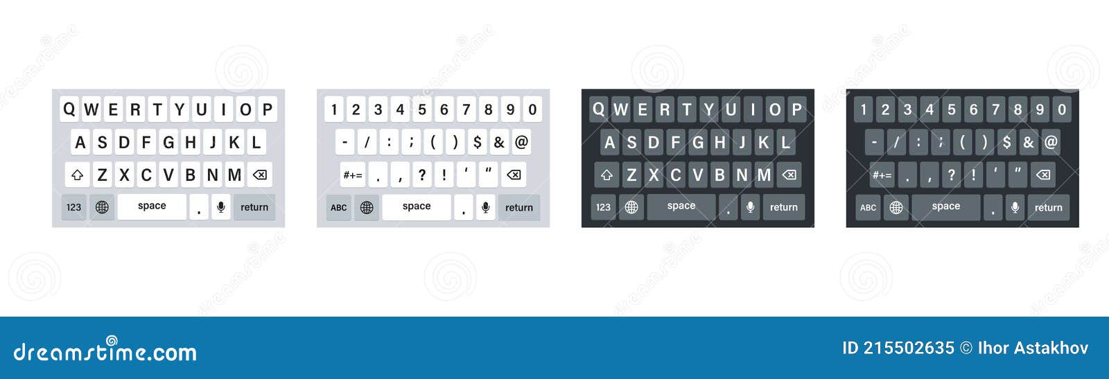 Smartphone Keyboard Vector Illustration Set Of Phone Keyboards In