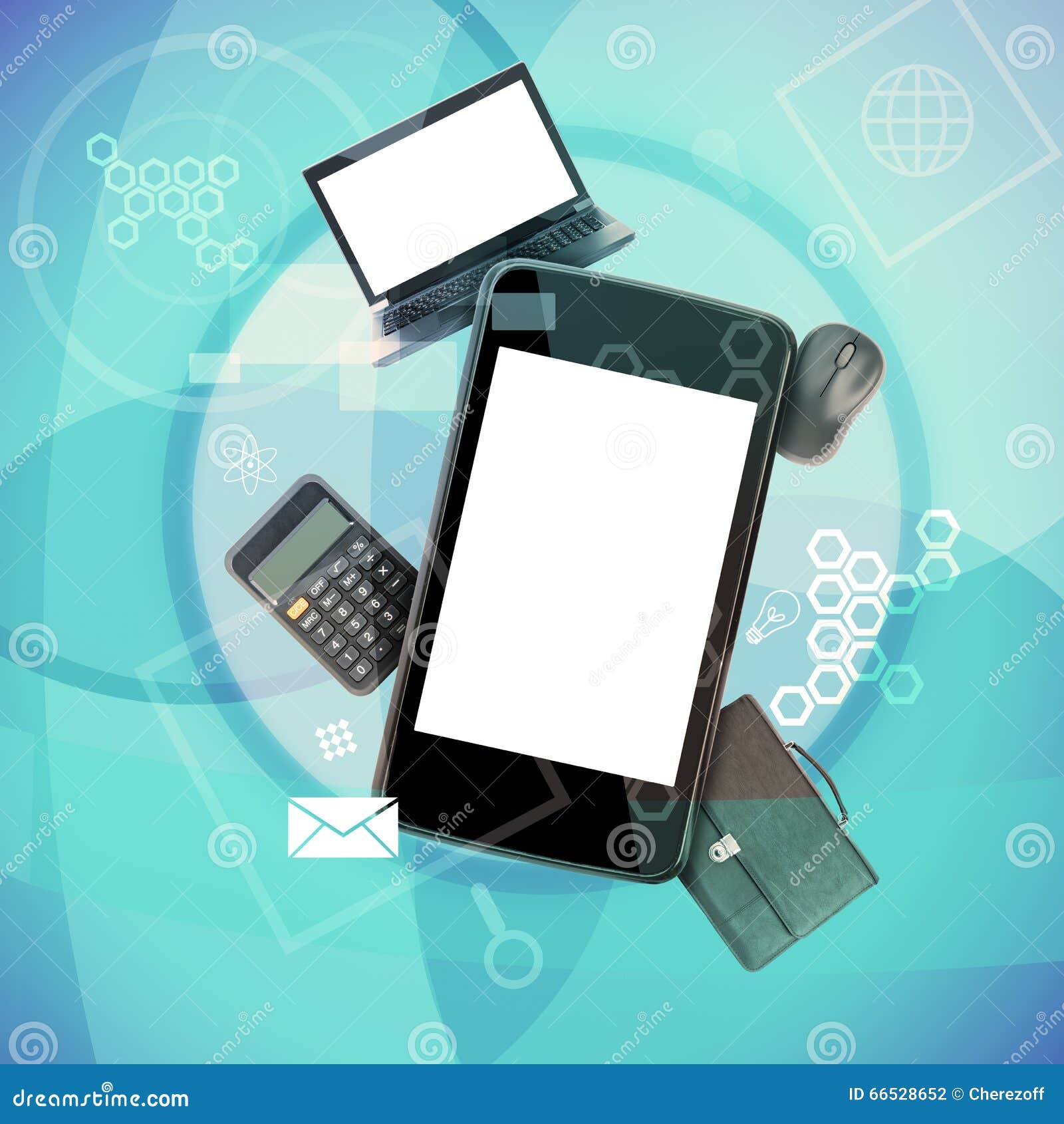 Smartphone with Laptop and Calculator Stock Illustration - Illustration ...
