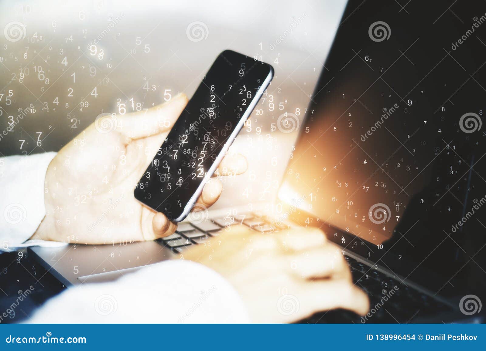 Smartphone and Laptop with Coding Stock Photo - Image of blurry, laptop ...