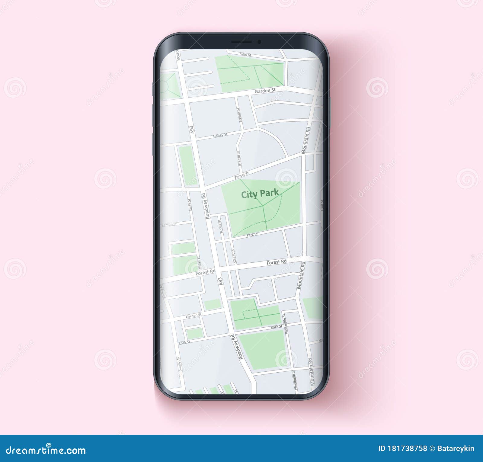 Smartphone Layout Mockup with Map Stock Vector - Illustration of sample ...