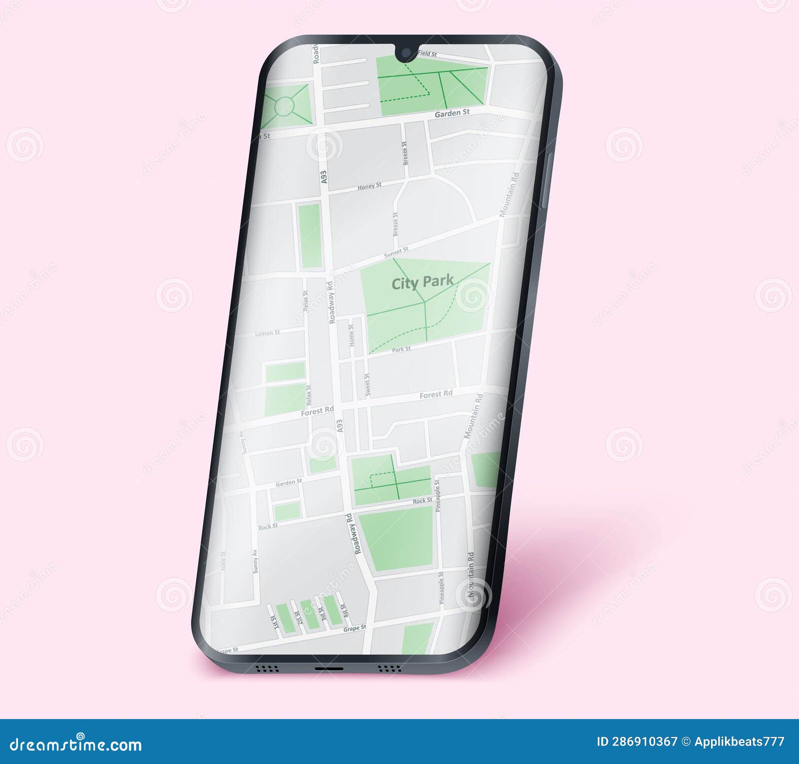 Smartphone Layout Mockup with Map Stock Vector - Illustration of ...