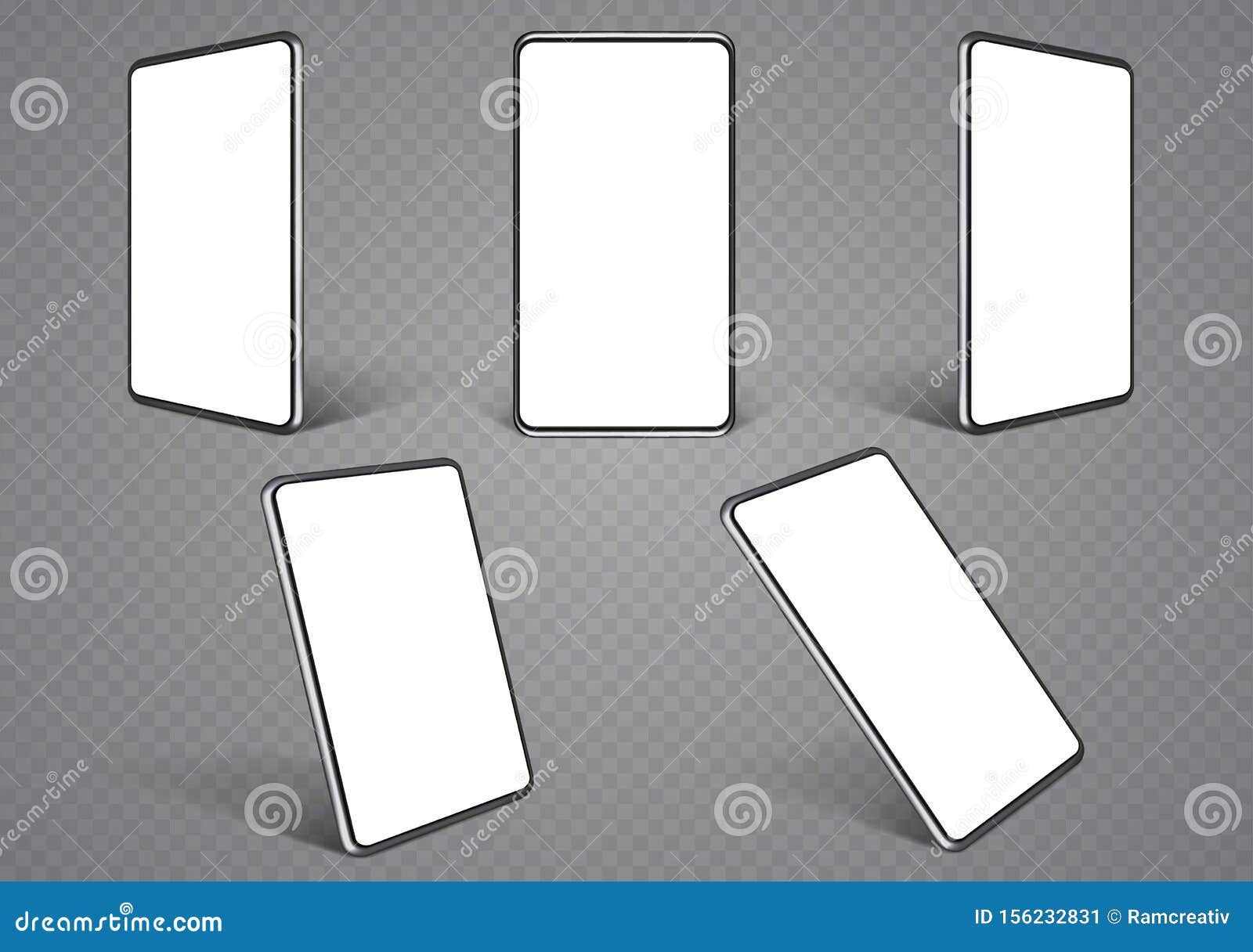 Smartphone Layouts from Different Angles. Mobile Phone Frames with a ...