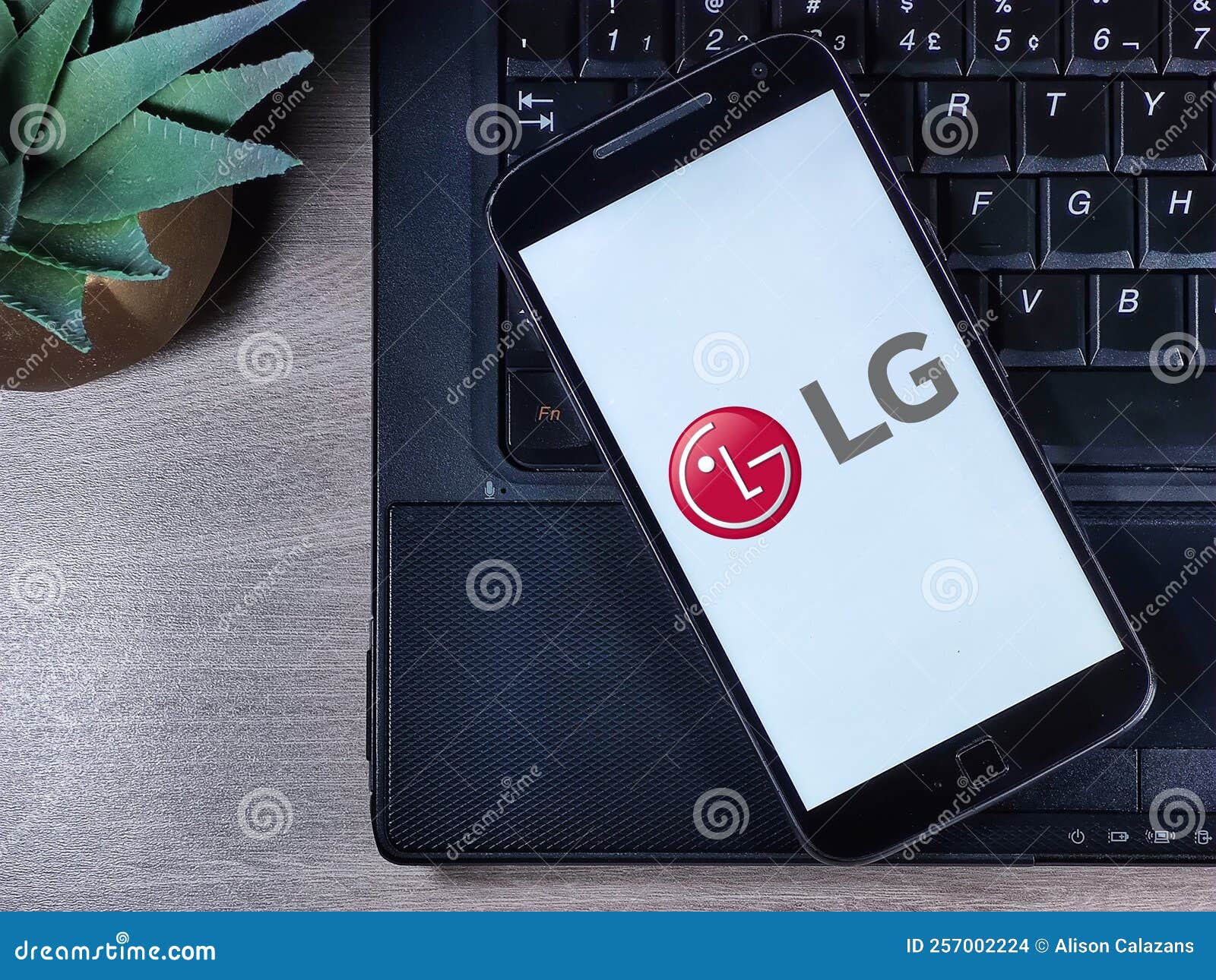 Smartphone with LG Electronics Logo on the Screen. Lucky Goldstar ...