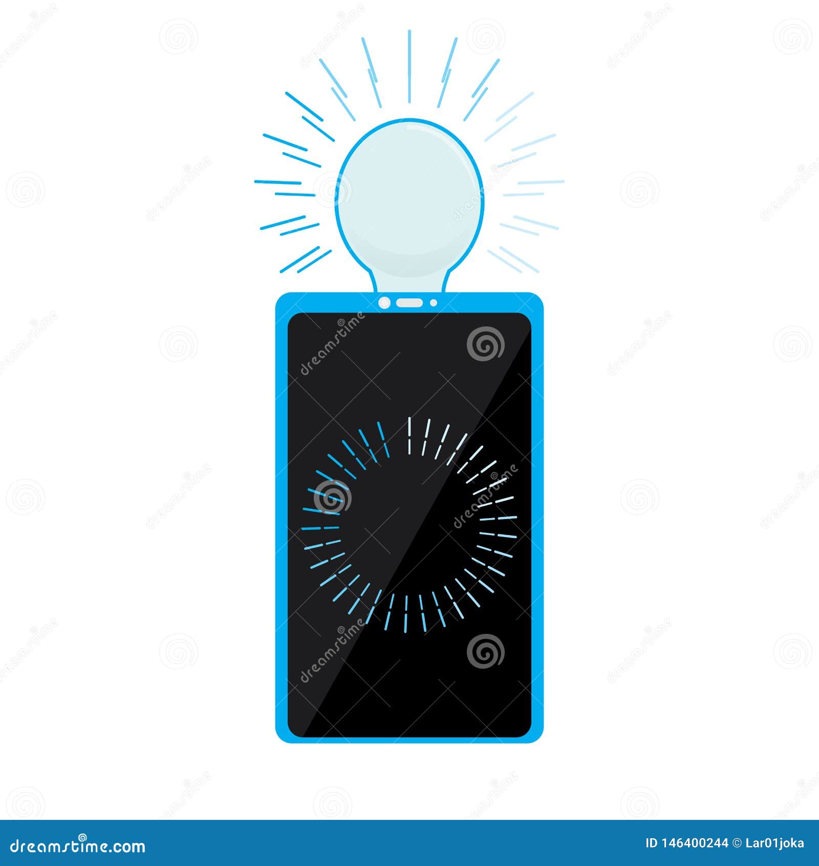 Smartphone with a Lightbulb Icon Stock Vector - Illustration of online ...