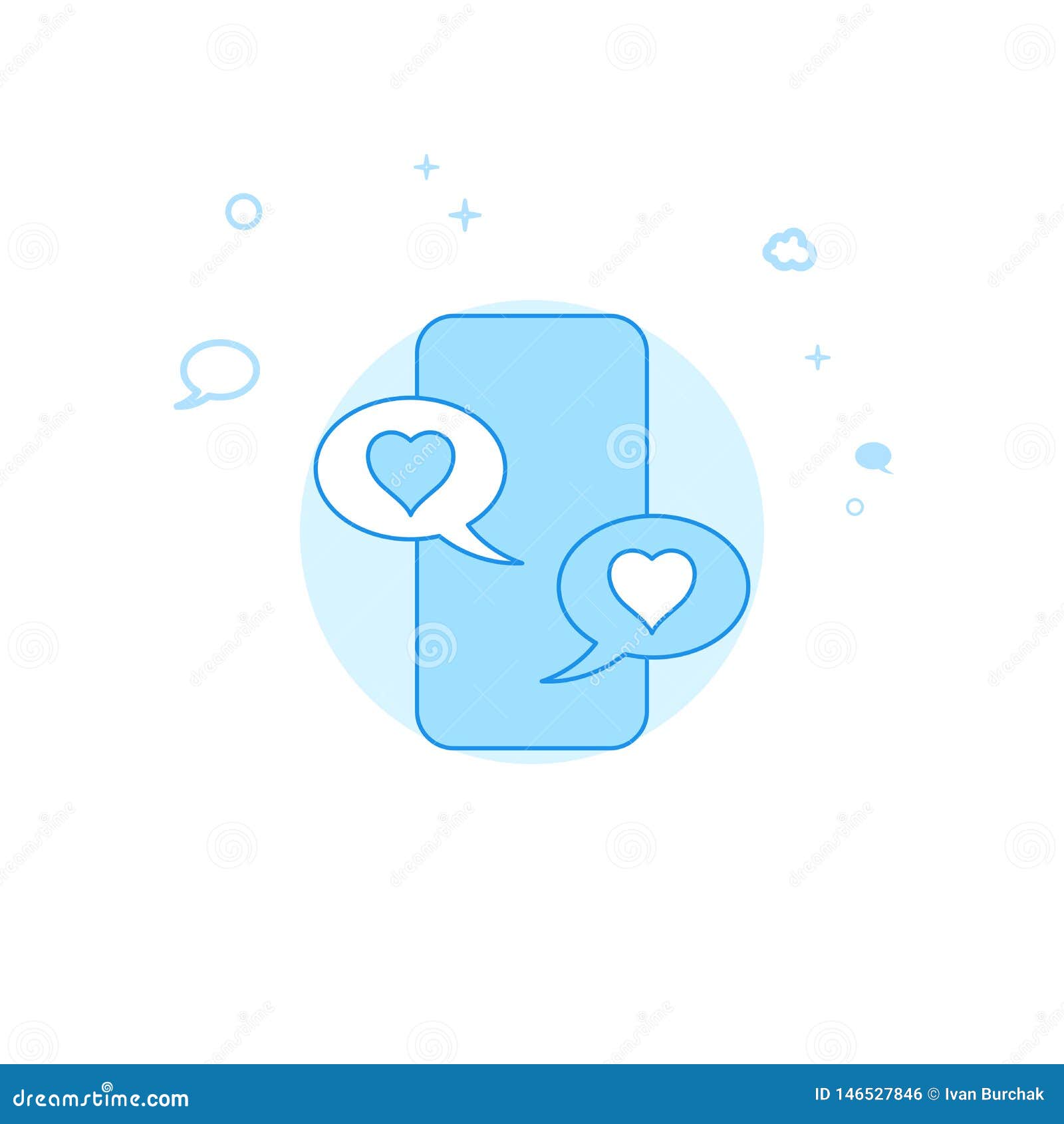 Smartphone Likes Notifications Flat Vector Illustration, Icon. Light ...