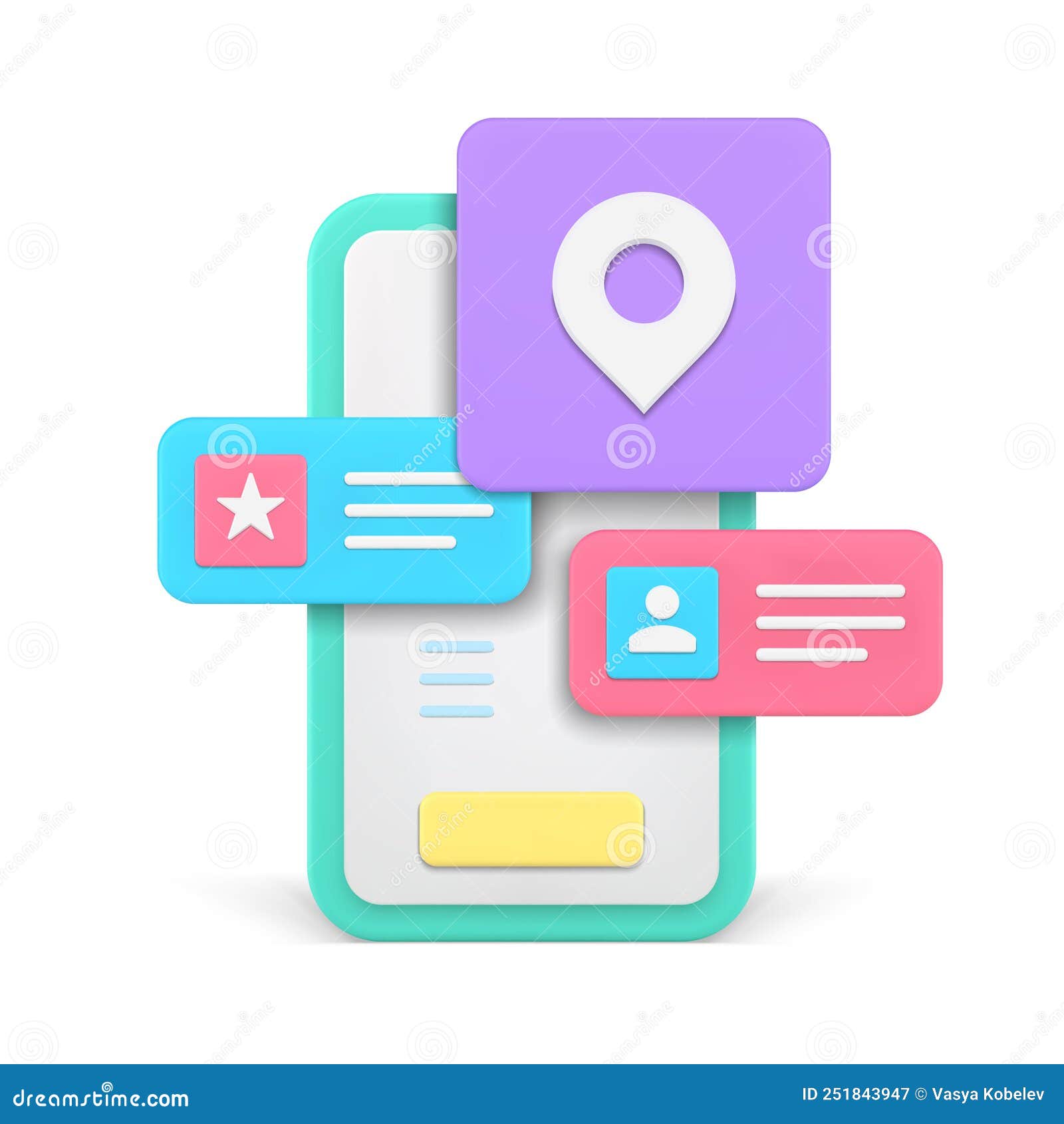 Smartphone Location Map Application Button User Interface Window Label ...