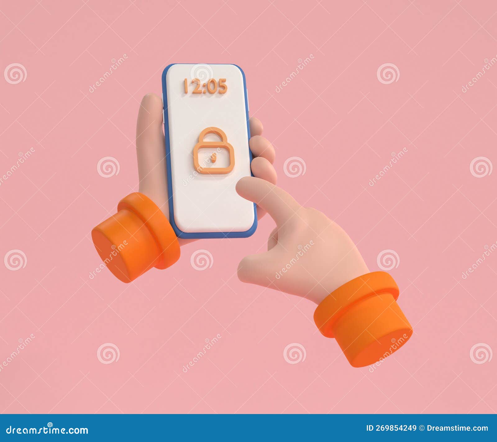 Smartphone Lock Screen. Hand Hold Smartphone with Master Key, Finger ...