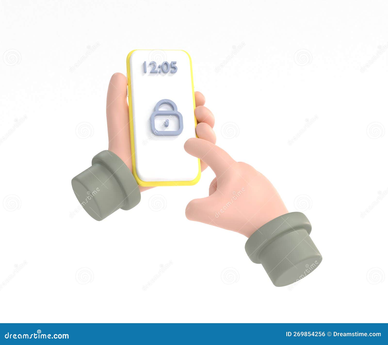 Smartphone Lock Screen. Hand Hold Smartphone with Master Key, Finger ...